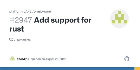 Add Support For Rust · Issue 2947 · Platformioplatformio Core · Github