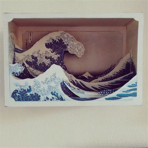 Recortar Y Pegar Uno De Mis Pasatiempos Favoritos Paper Cut Hokusai Diorama Wave Mtfuji