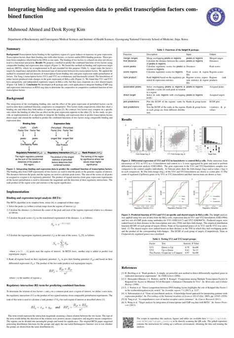 Pdf Integrating Binding And Expression Data To Predict Transcription Factors Combined Function