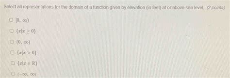 solved select all representations for the domain of a function given