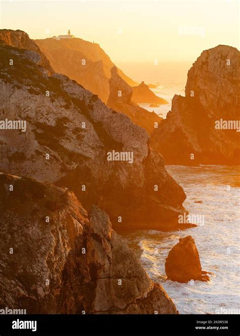 Cabo Da Roca View At Sunset Scenic Seascape Of Atlantic Ocean And