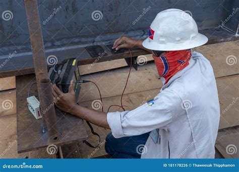 The Inspectors Are Checking Defect In Welded At Butt Joint With Process Ultrasonic Testing Ut Of