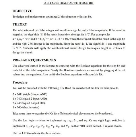 Solved 2 Bit Substractor With Sign Bit Objective To Design
