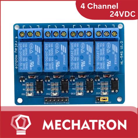 Jual High Quality Relay 4 Channel Ch 24V DC 220V AC Module Optocoupler Kota Depok Mechatron