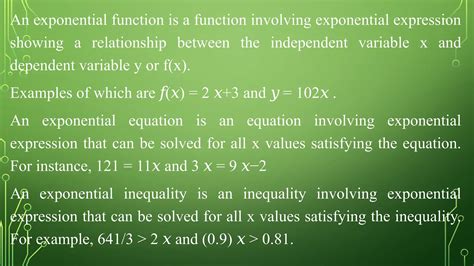 Exponential Function Equation And Inequalitypptx