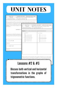 Graphing Sine And Cosine Functions COMPLETE UNIT Notes Packet TPT