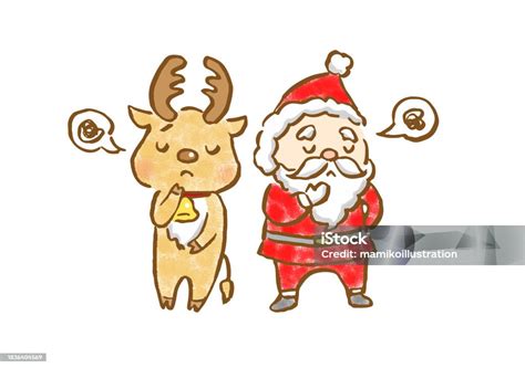 산타 클로스와 그의 순록이 불만을 품고 있는 손으로 그린 그림입니다 12월에 대한 스톡 벡터 아트 및 기타 이미지 12월 2명 겨울 Istock