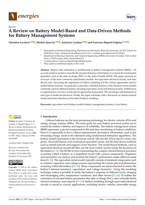 Pdf A Review On Battery Model Based And Data Driven Methods For Battery Management Systems