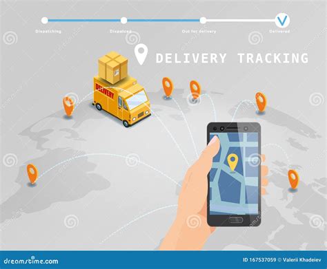 Delivery Global Tracking System Service Online Isometric Design With