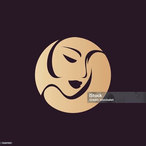 Logo Salon Kecantikan Wanita Makeup Elegan Lambang Melingkar Ilustrasi