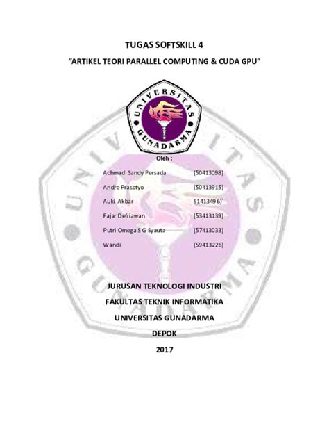 Pdf Tugas Softskill 4 Artikel Teori Parallel Computing And Cuda Gpu