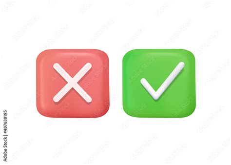 Checkmark Icons Green Tick And Red Cross Checkmarks Check Mark And X D Stylized Symbols