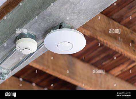 Wifi Router Or Wireless Access Point Omni Type Setup At Ceiling For Internet Connection Space