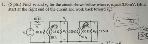 solved find v1 and vg for the circuit shown below when v0
