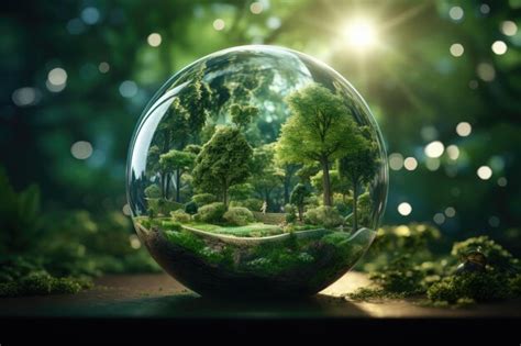 Premium Ai Image Green Forest Glass Globe Esg Icon Net Zero Tech