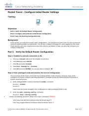 Packet Tracer Configure Initial Router Settings Docx Packet Tracer Configure