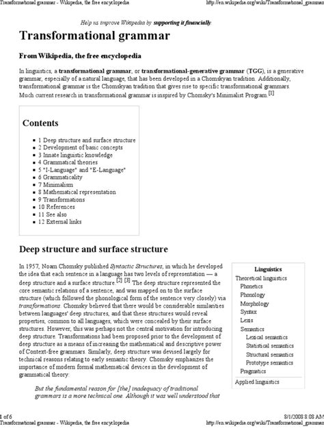Transformational Grammar Linguistics Semantics