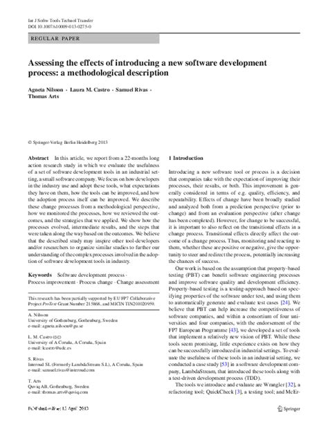 Pdf Assessing The Effects Of Introducing A New Software Development