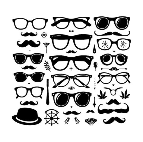 Glasses Element Set Silhouette Vector Premium Ai Generated Vector