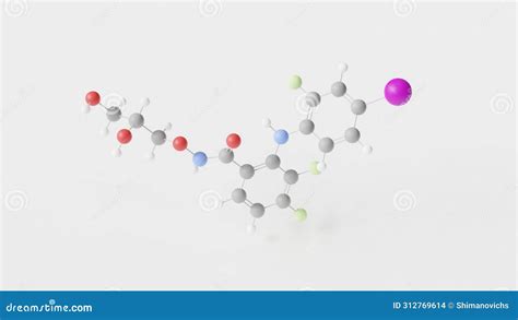 Mirdametinib Molecule 3d Molecular Structure Ball And Stick Model
