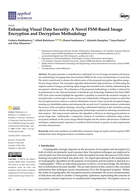 Pdf Enhancing Visual Data Security A Novel Fsm Based Image Encryption And Decryption Methodology