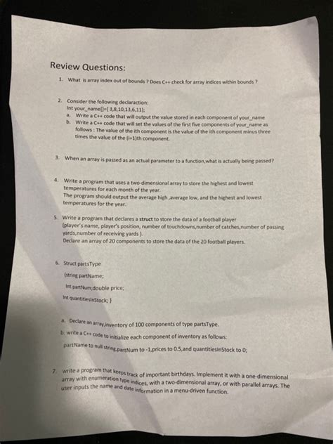 Solved Review Questions 1 What Is Array Index Out Of