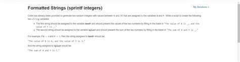 Solved Formatted Strings Sprintf Integers My Solutions