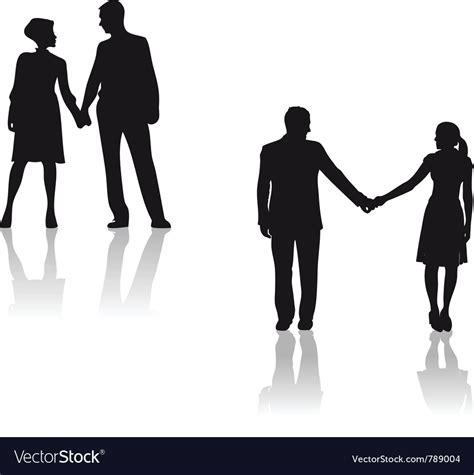 Couples Holding Hands Silhouette Royalty Free Vector Image