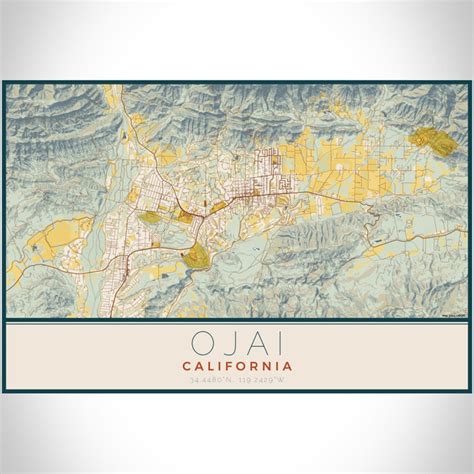 Ojai California Map Print In Woodblock — Jace Maps