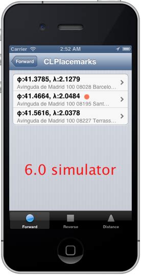 Clgeocoder Returning Different Placemarks On Ios 51 And 60 Simulators