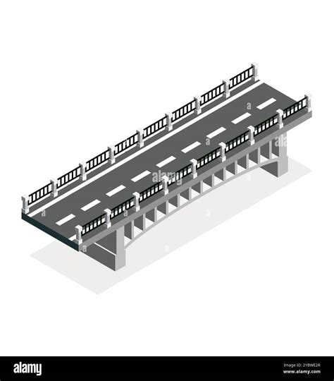 Isometric Bridge Vector Illustration Road Icon Urban Infrastructure Highway Bridge Stock