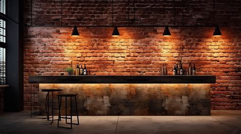 세련된 바 인테리어 디자인에서 천연 붉은 벽돌과 시멘트 벽 배경의 3d 렌더링 카페 인테리어 내각 카페 바 배경 일러스트 및 사진 무료 다운로드 Pngtree