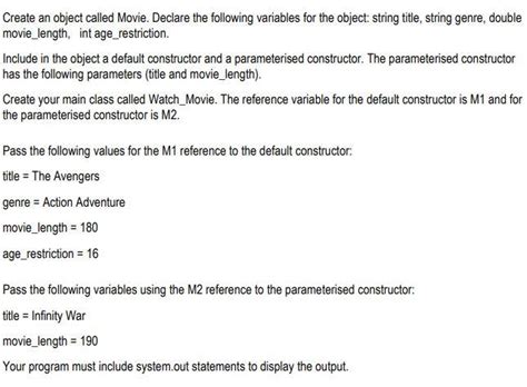 Solved Create An Object Called Movie Declare The Following