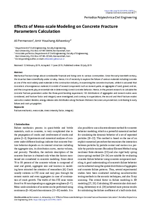 Pdf Effects Of Meso Scale Modeling On Concrete Fracture Parameters Calculation