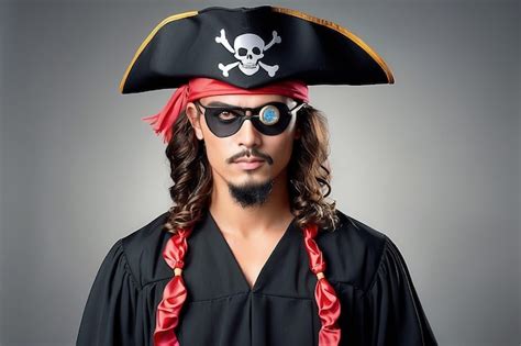 Pirate Graduate With Eye Patch And Cap Premium Ai Generated Image