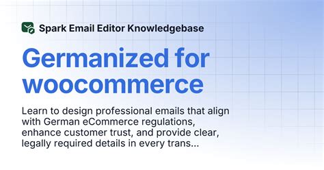Germanized For Woocommerce Spark Email Editor Knowledgebase