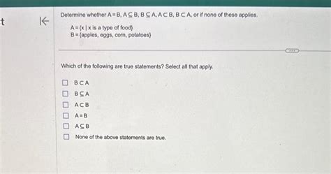 Solved Determine Whether A B AB BA AB BA Or If None Of Chegg