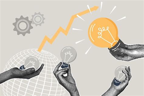 현대 하프 톤 콜라주 눈에 띄는 개념 리더가되는 것 다른 사람들과 구별되는 것 기발한 아이디어 다른 사람들에게서 눈에 띄는 밝은 큰 전구 아이디어를 가진 손 디자인을 위한