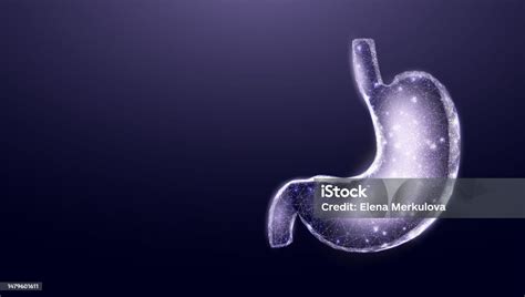 위암 인식의 달 와이어프레임 로우 폴리 스타일 의료 소화 시스템의 치료에 대한 개념 진한 파란색 배경에 추상적인 현대 3d 벡터 삽화 위에 대한 스톡 벡터 아트 및 기타