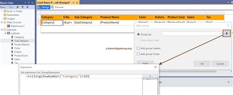 limit the number of rows per page in ssrs report