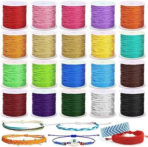 Cridoz 20 Rolls Wax String For Bracelet Making Waxed Thread Bracelet