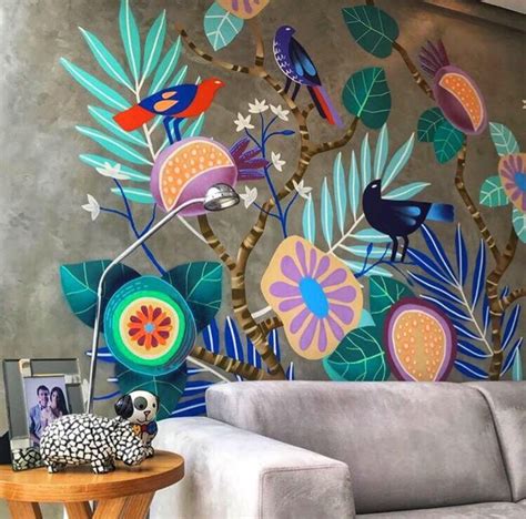 Рисунок на стене Роспись стен рисунок на стене тропические птицы в интернет магазине Ярмарка