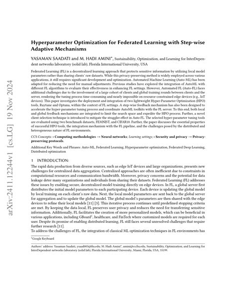 Pdf Hyper Parameter Optimization For Federated Learning With Step