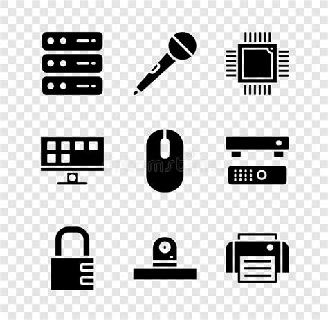 Set Server Data Web Hosting Microphone Processor With Microcircuits Cpu Safe Combination