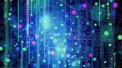 Abstract Mosaic Of Data Binary Code And Futuristic Light Particles Stock Illustration