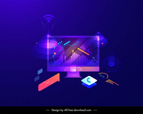 Information Technology Design Elements 3d Laptop Ui Sketch Contrast