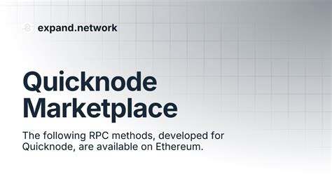 Quicknode Marketplace Work
