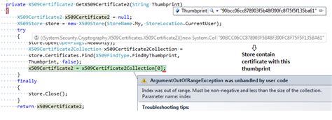 C 40 Could Not Able To Get X509certificate2 Certificate By Code C