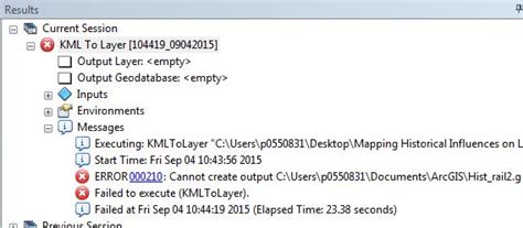 Kmz Kml To Layer Gives Error 000210 In Arcgis Desktop Geographic