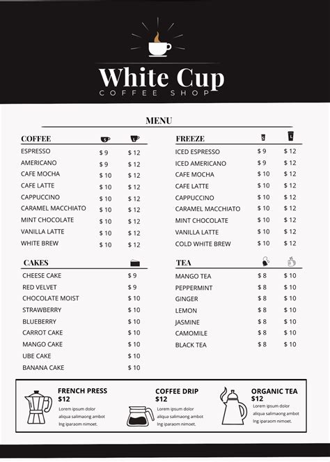 Coffee Menu Template Edit Online And Download Example